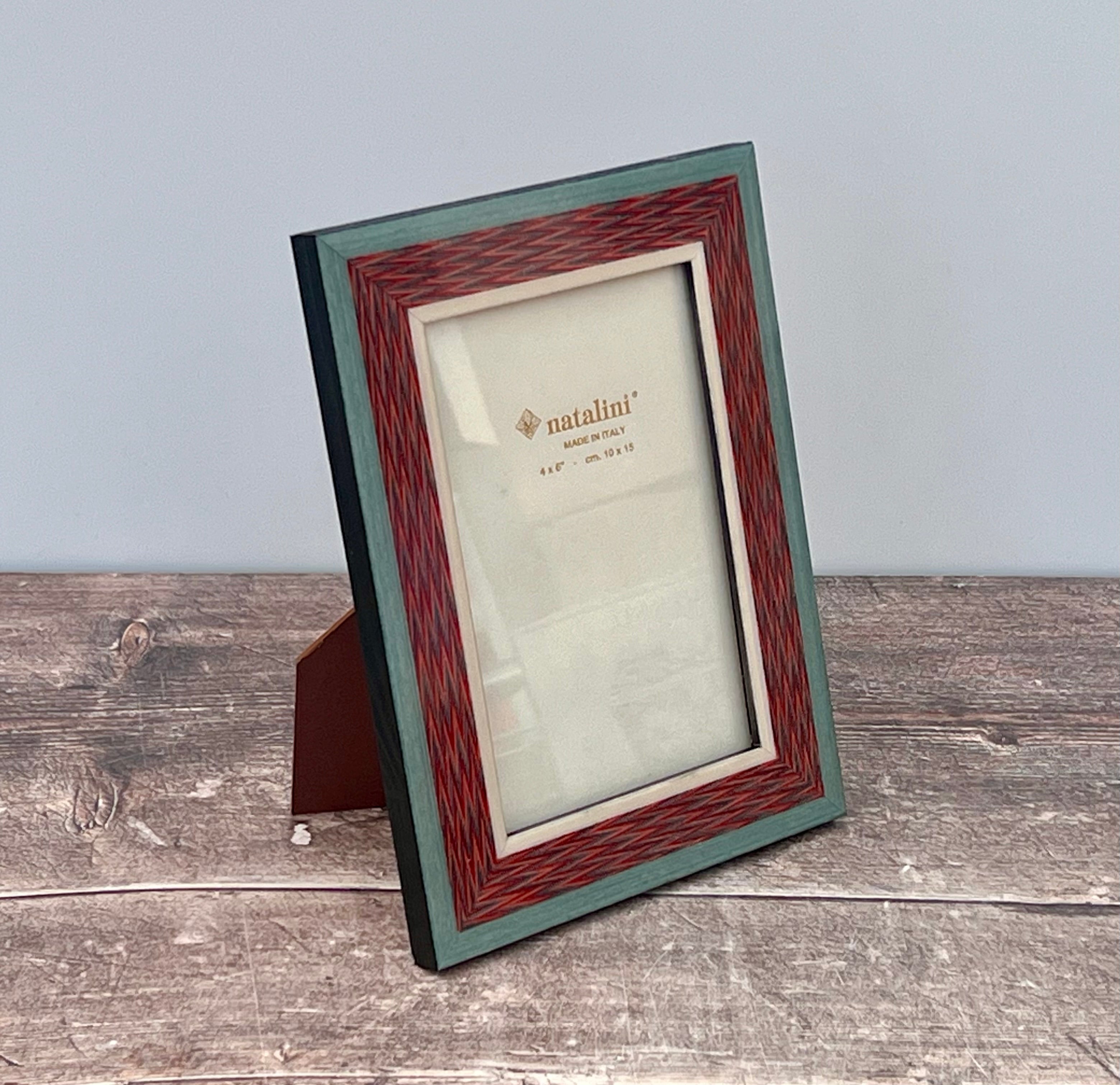 Natalini Turquoise and Red Patterned Photo Frame 4 x 6 – Hampton Homeware