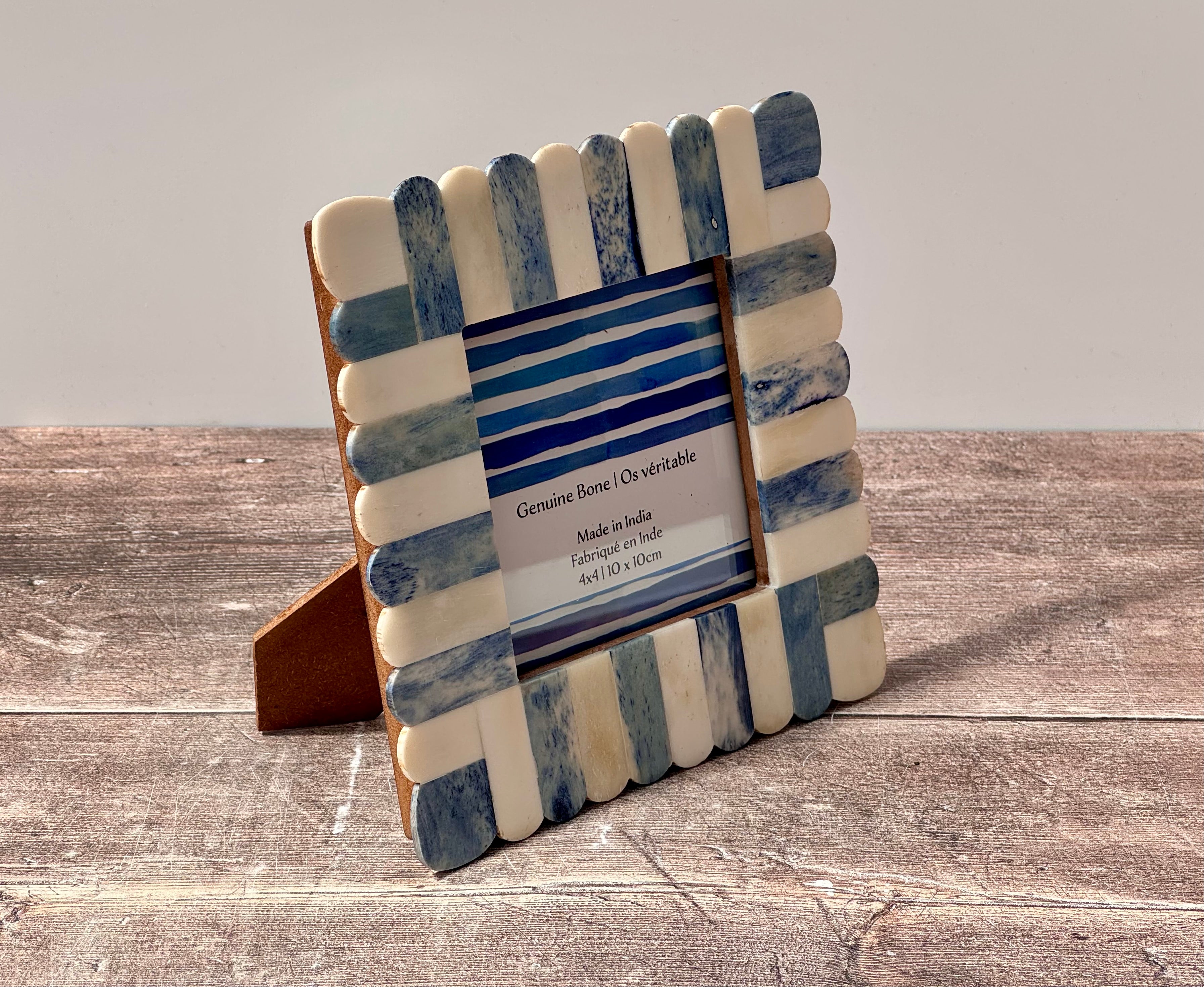 Blue and White Striped Photo Frame, 4 x 4 – Hampton Homeware